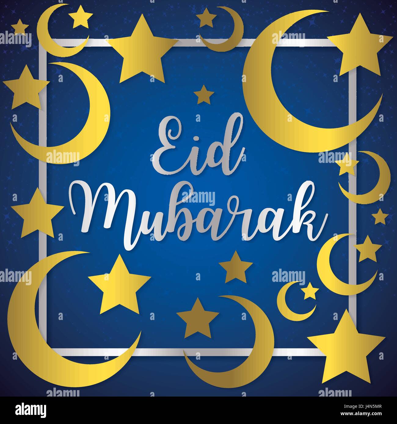 Moon and stars Eid Mubarak (Blessed Eid) card in vector format Stock ...
