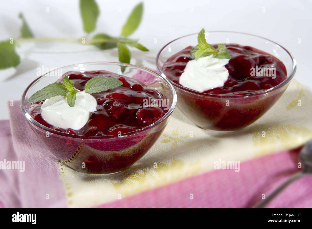 Dessert, red fruit pudding, dessert, glass peels, two, sweet, foetus ...