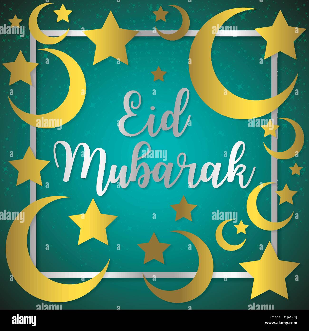 Moon and stars Eid Mubarak (Blessed Eid) card in vector format Stock ...