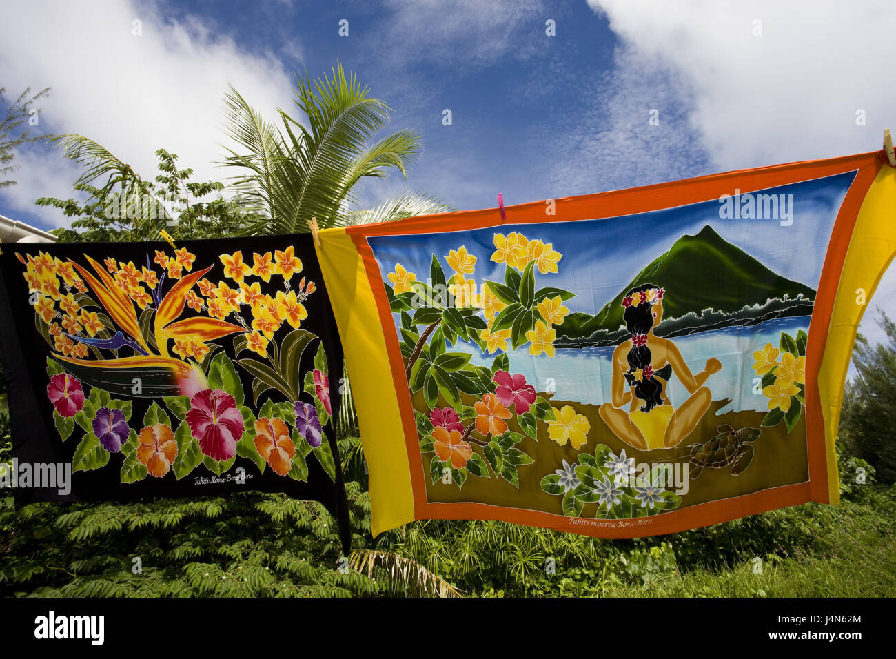 French Polynesia, Moorea, Pareos Stock Photo - Alamy