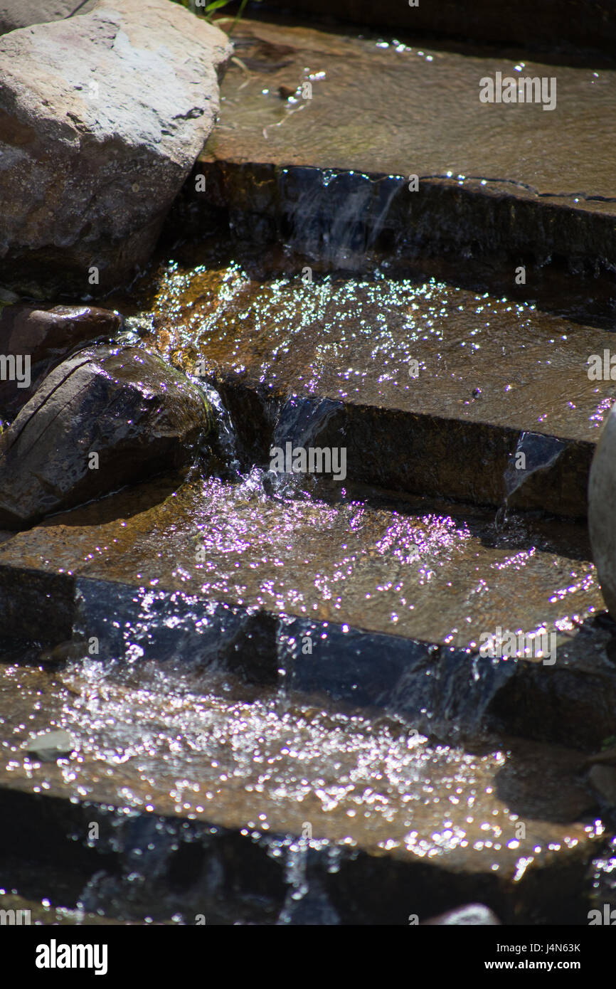 Man Made Water flowing over rocks Stock Photo - Alamy