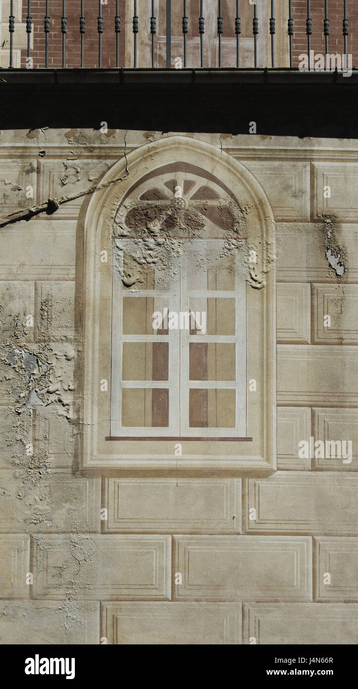 House facade, detail, painted window Stock Photo - Alamy