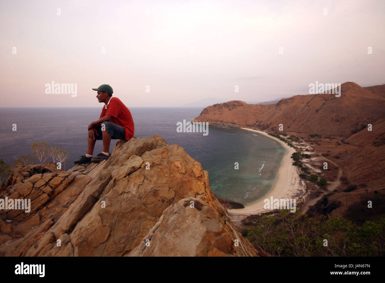 Democratic republic of Timor-Leste, Dili, cape Fatucama, crag, man ...