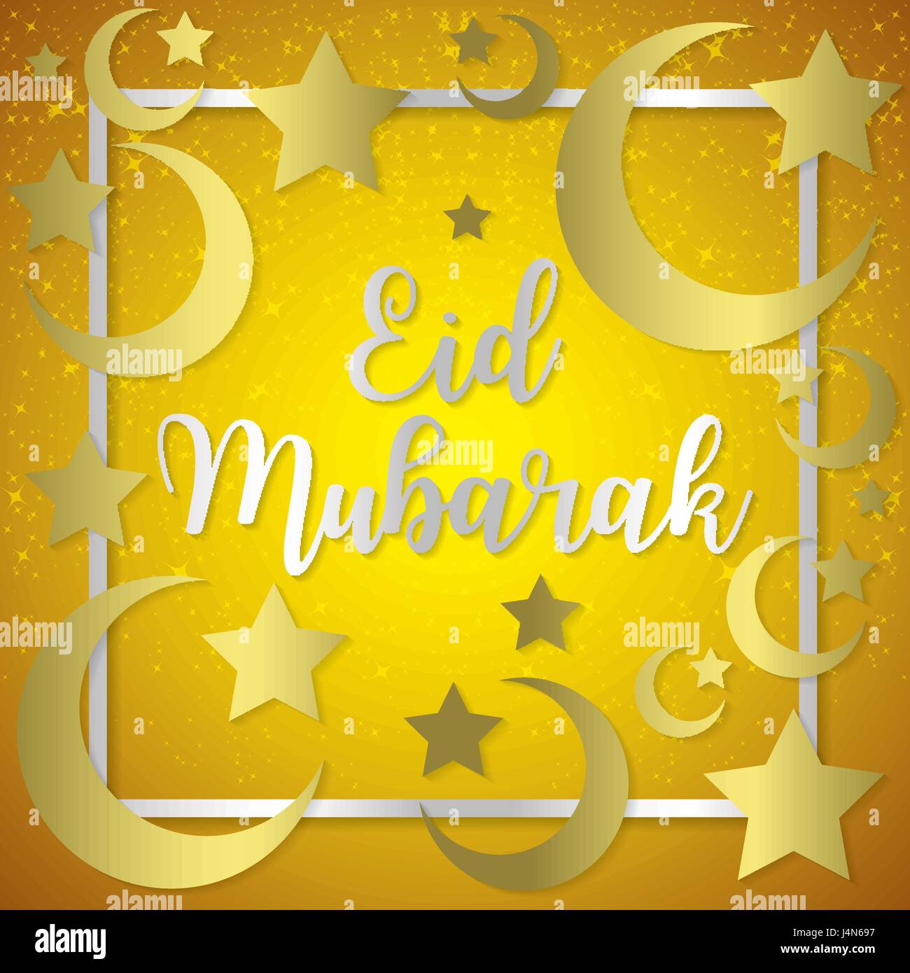 Moon and stars Eid Mubarak (Blessed Eid) card in vector format Stock ...