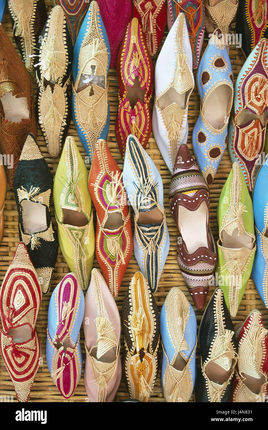 Morocco, Marrakech, Souk, sales, leather ball shoes, Medina, business ...