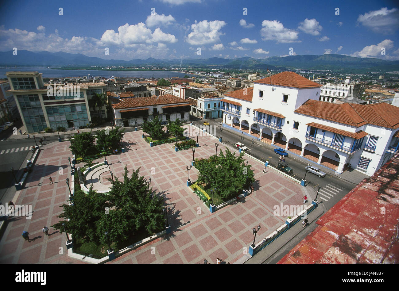 Cuba, Santiago de Cuba, Parque Cespedes, overview, Central America ...