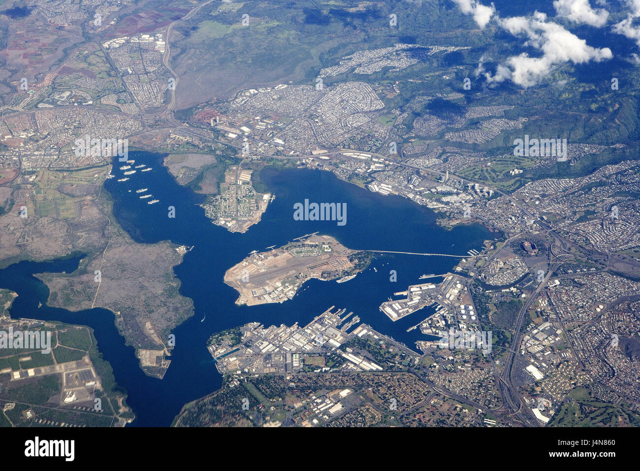 The USA, Hawaii, Oahu Iceland, Honolulu, Pearl Harbour, aerial shots ...