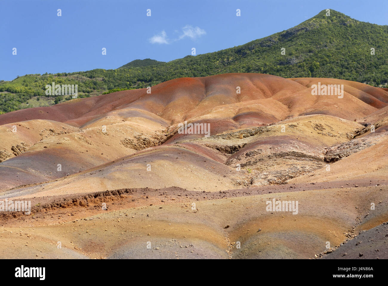 Hill, coloured ground, Terres of the Couleurs, Cachamel, Mauritius ...