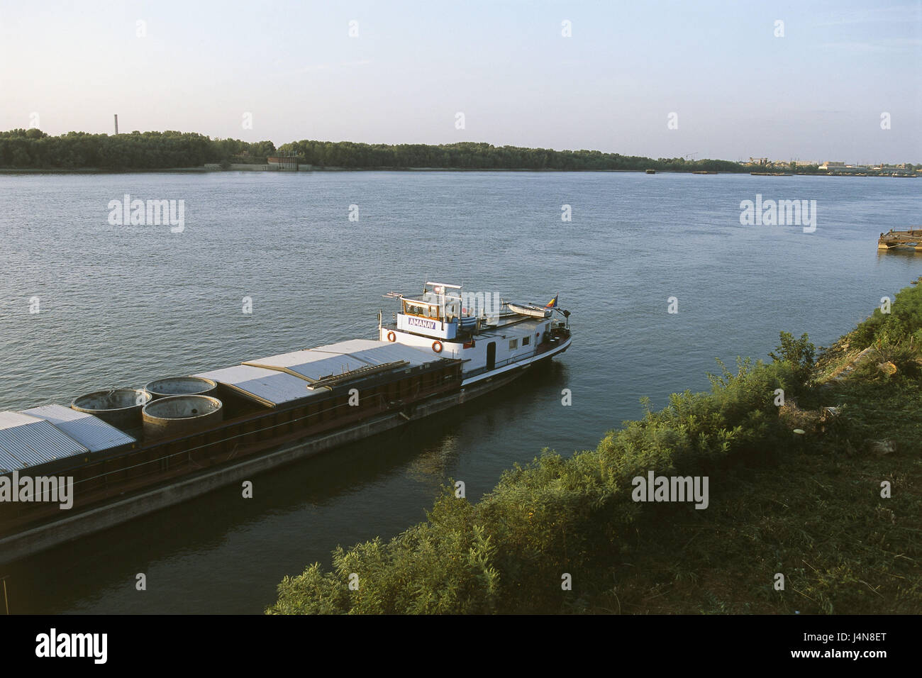 Bulgaria, Ruse, the Danube, freighter, soot, Pyce, river, ship ...