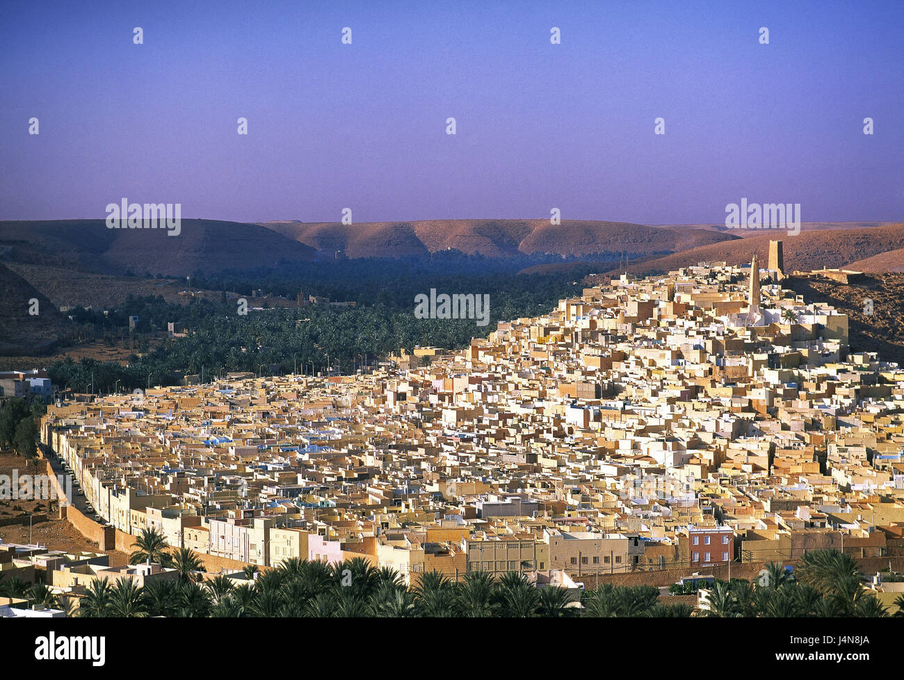 Algeria, Sahara, oasis town of Ghardaia, overview, Africa, North Africa ...