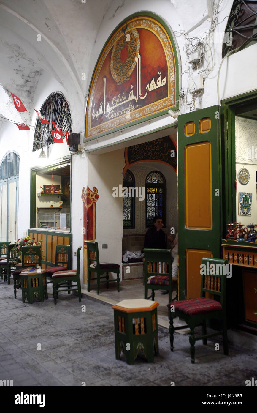 Tunisia, Tunis, Old Town, house, arcades, street cafe Stock Photo - Alamy