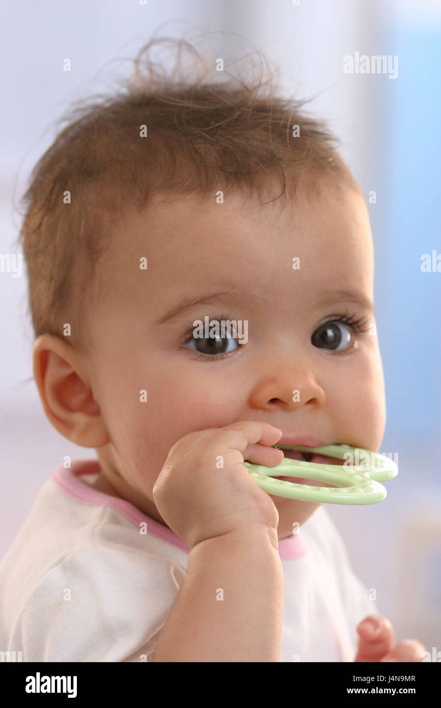 Baby, 5 months, Beißring, chew, portrait Stock Photo - Alamy