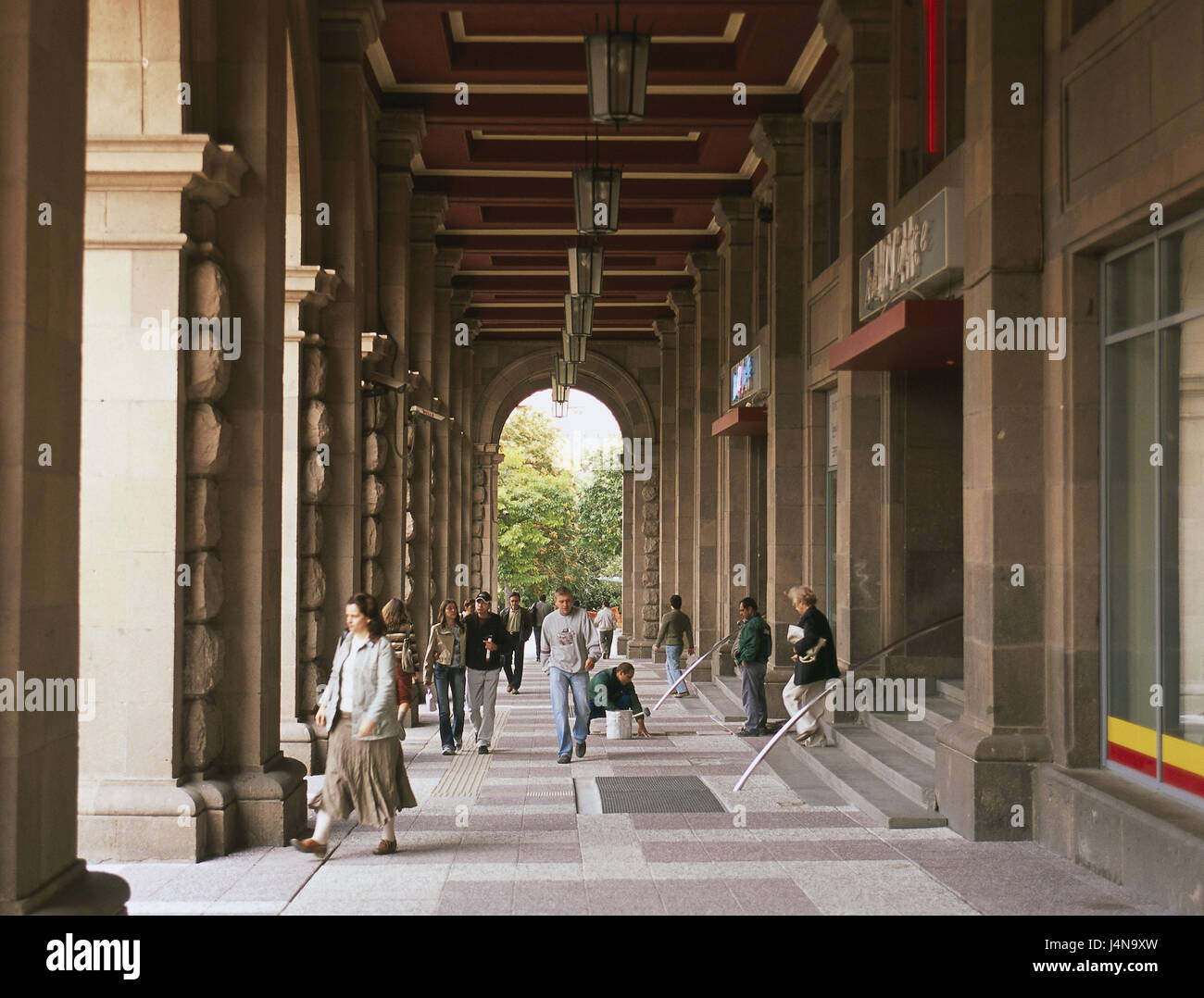 Bulgaria, Sofia, centre, passage, arcades, pedestrian area, person ...