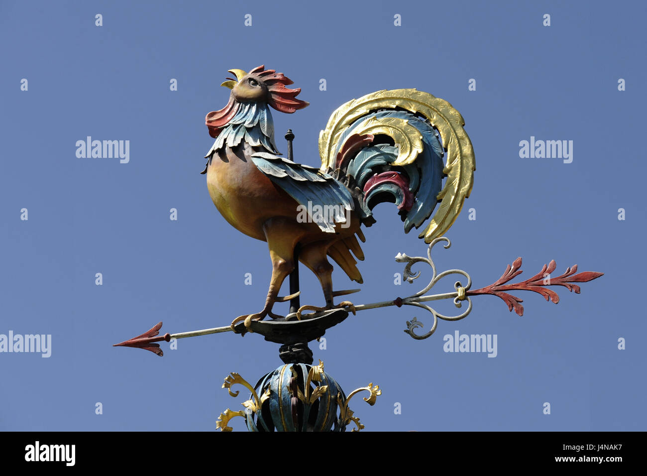 Weathercock on the roof in Garmisch-Partenkirchen, Germany Stock Photo ...