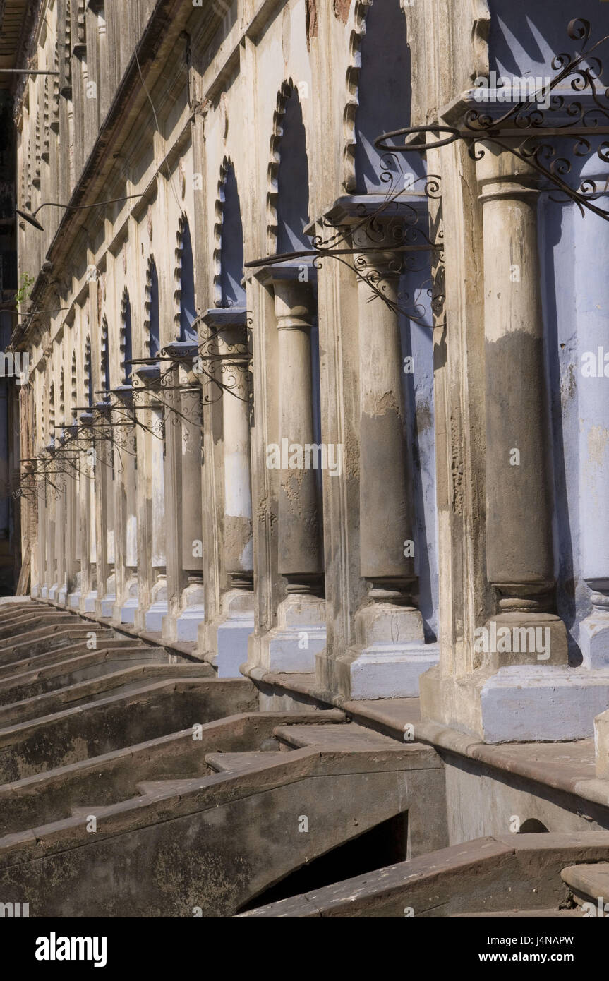 Imambara, old, Muslim, mosque, pillar colonnade, detail, Calcutta ...