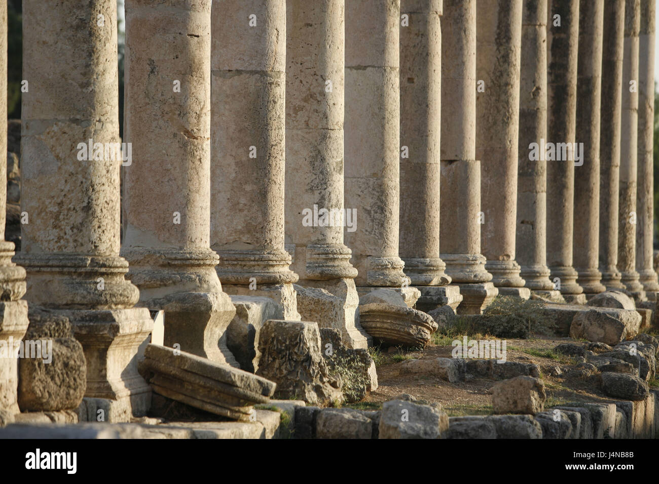 The Middle East, Jordan, Jerash, ruin site, pillars, detail Stock Photo ...