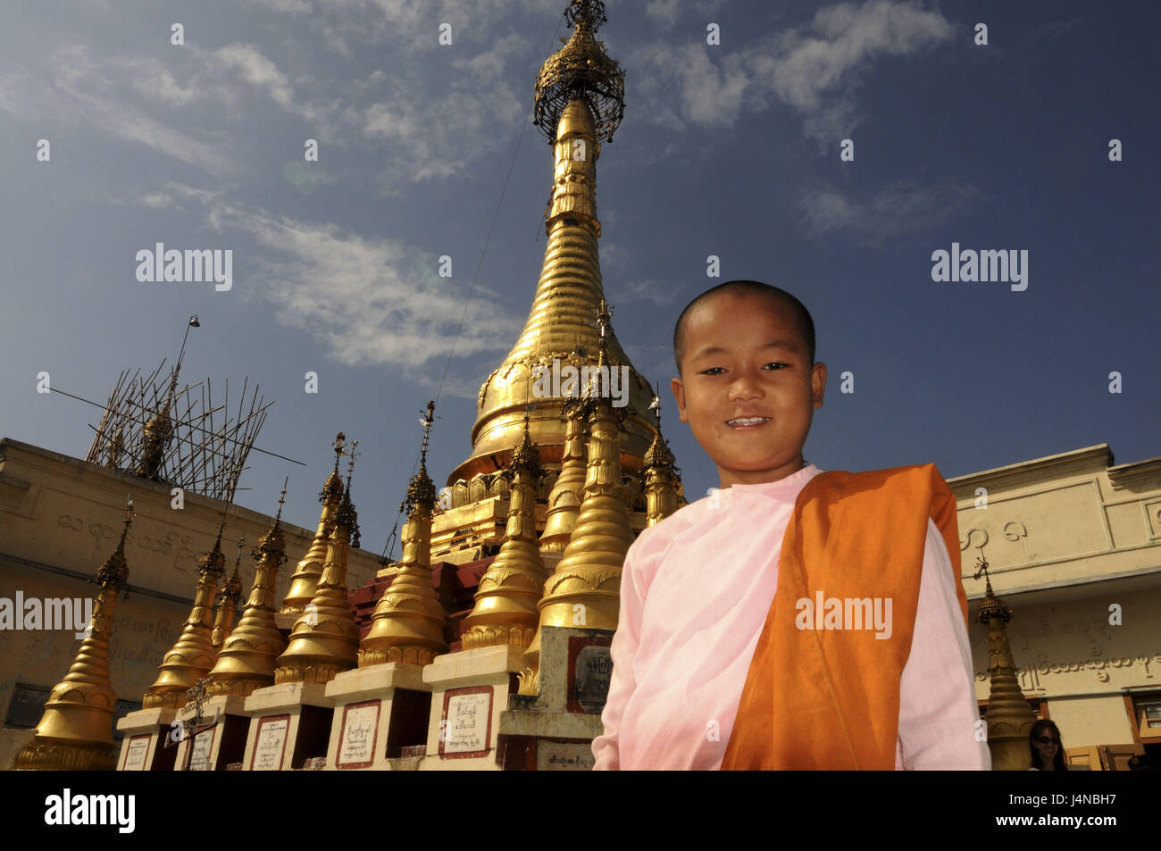 Buddhism, monk, female, girls, pagoda, Mount Popa, Myanmar Stock Photo ...