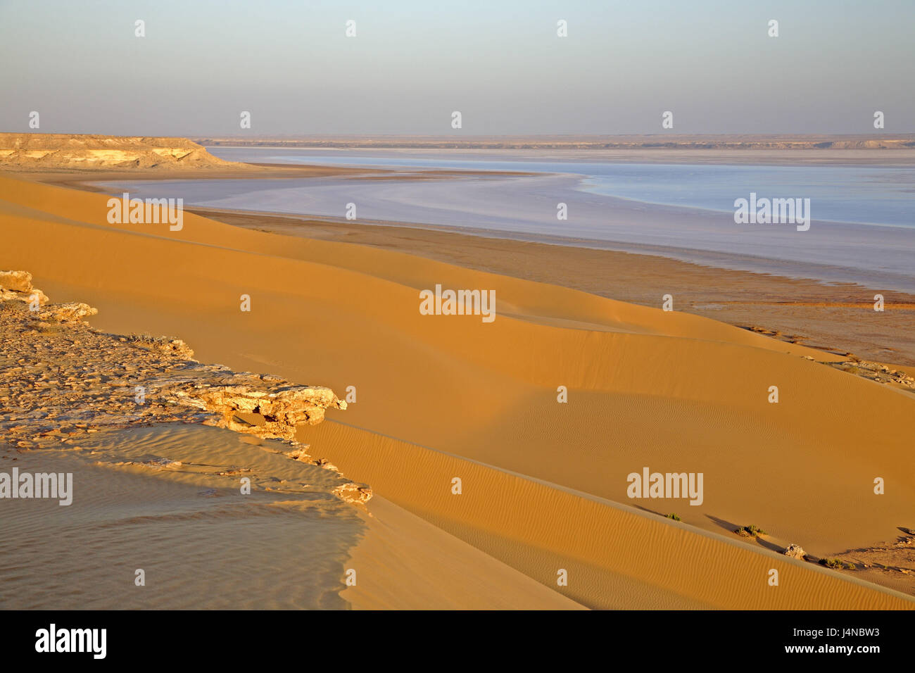 North Africa, Morocco, Western Sahara, salt lake Sebkha Oum Dba, dunes ...