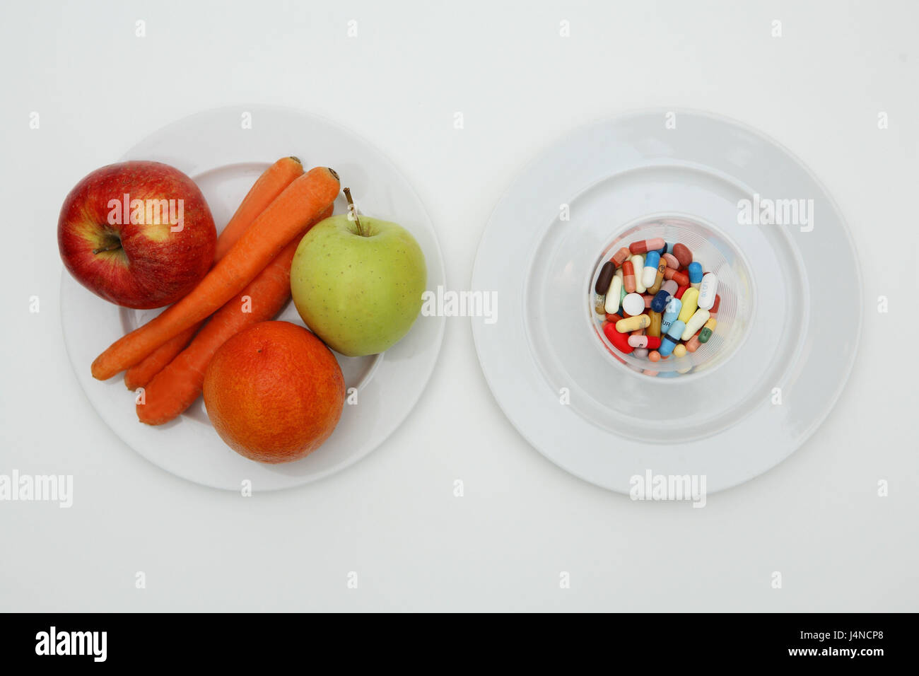 Plate, drugs, fruit, vegetables Stock Photo - Alamy