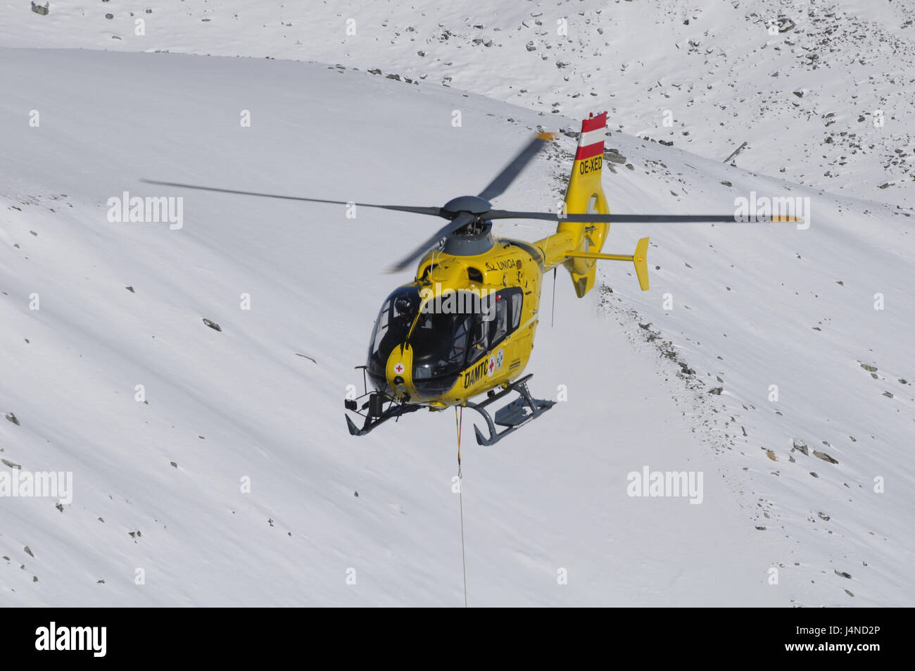 Winter, mountains, rescue helicopter ÖAMTC, mountain rescue, first aid ...