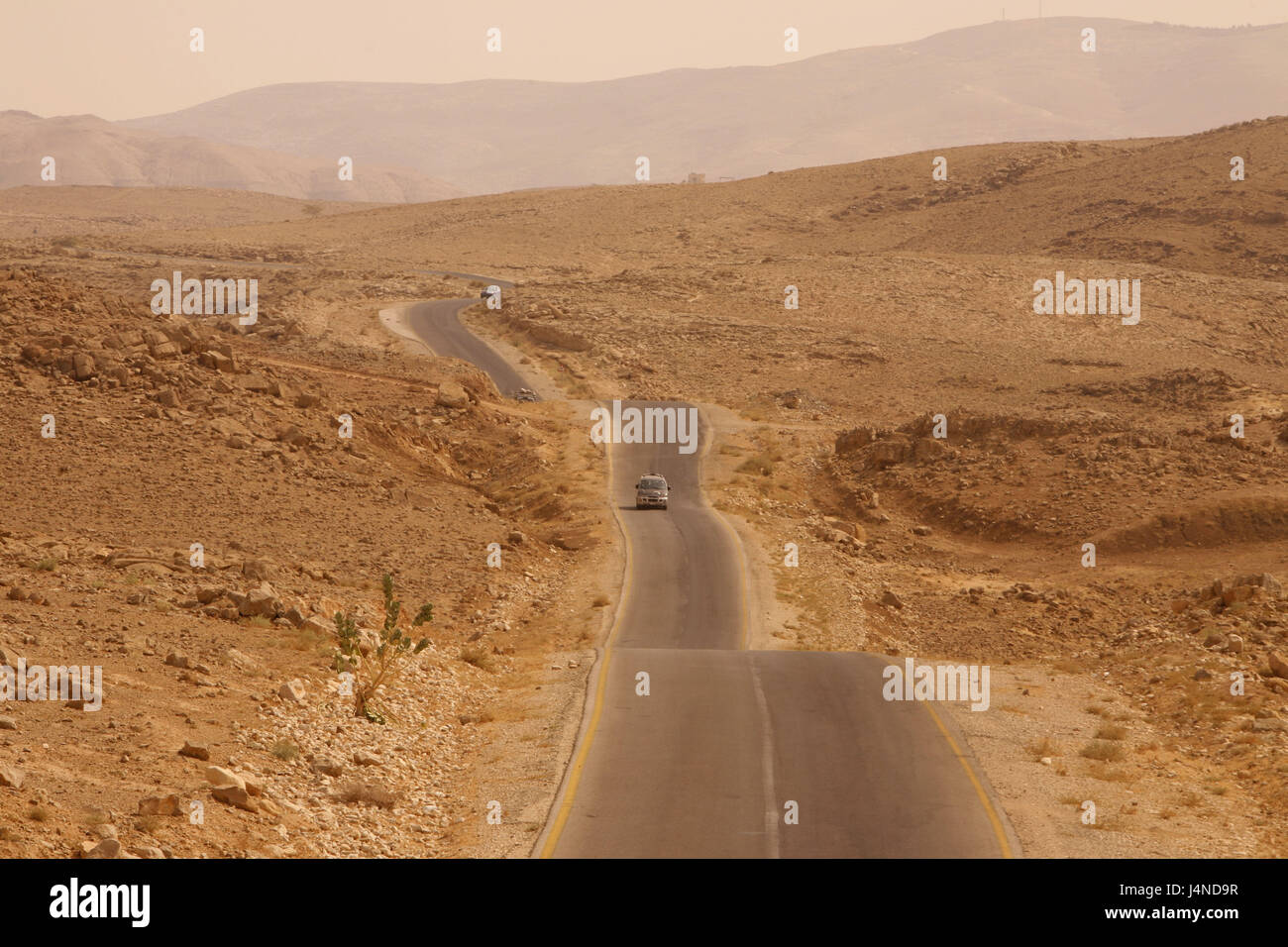 The Middle East, Jordan, mountain Nebo, plateau, street, cars Stock ...