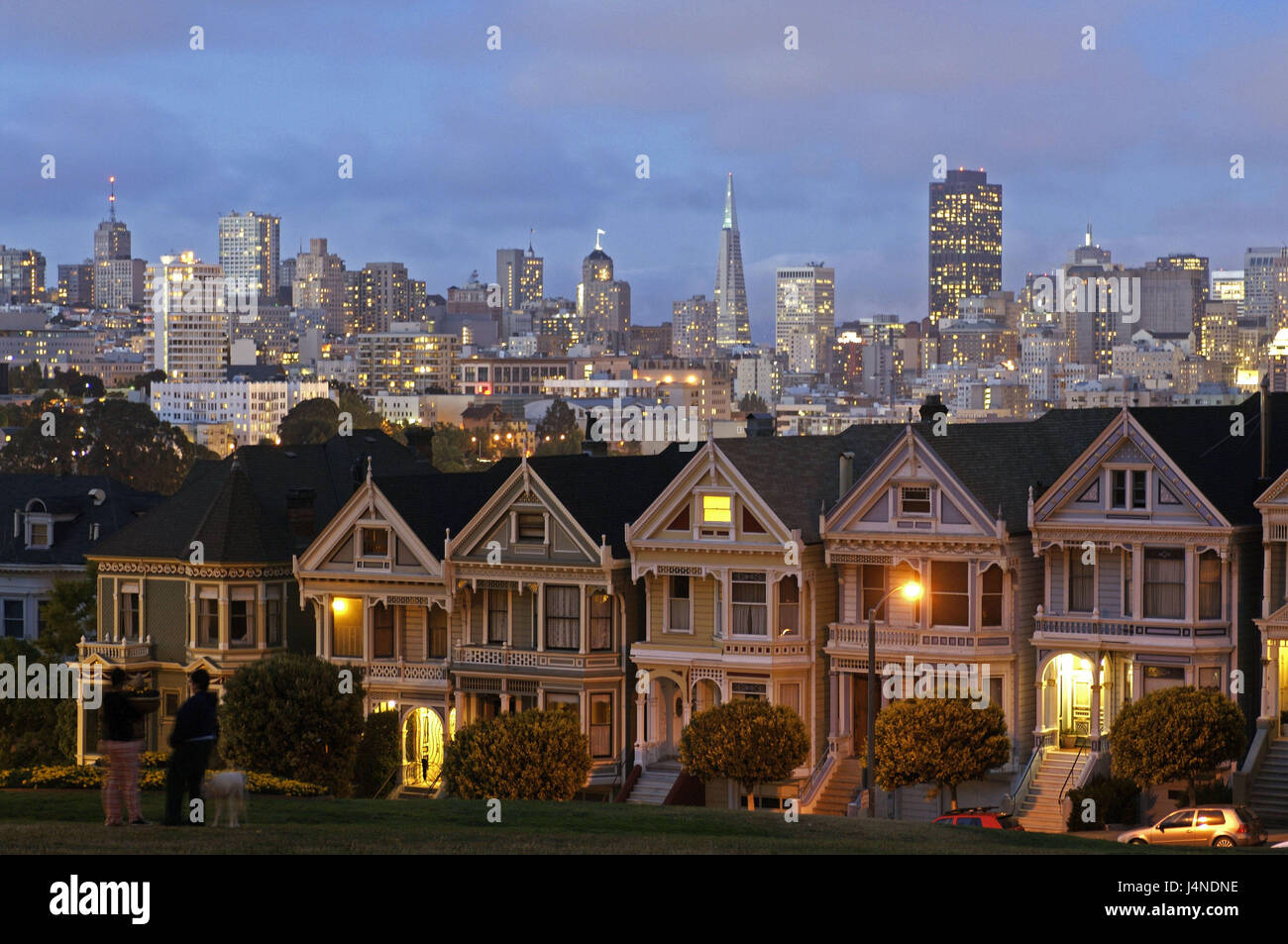 The USA, California, San Francisco, Alamo Square, dusk Stock Photo - Alamy