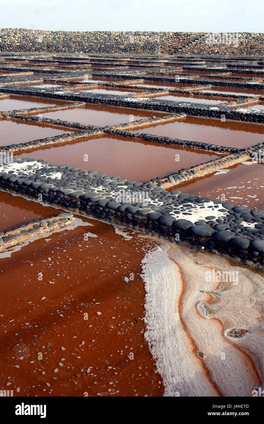 Spain, Fuerteventura, Reading Salinas, salt production attachment Stock ...