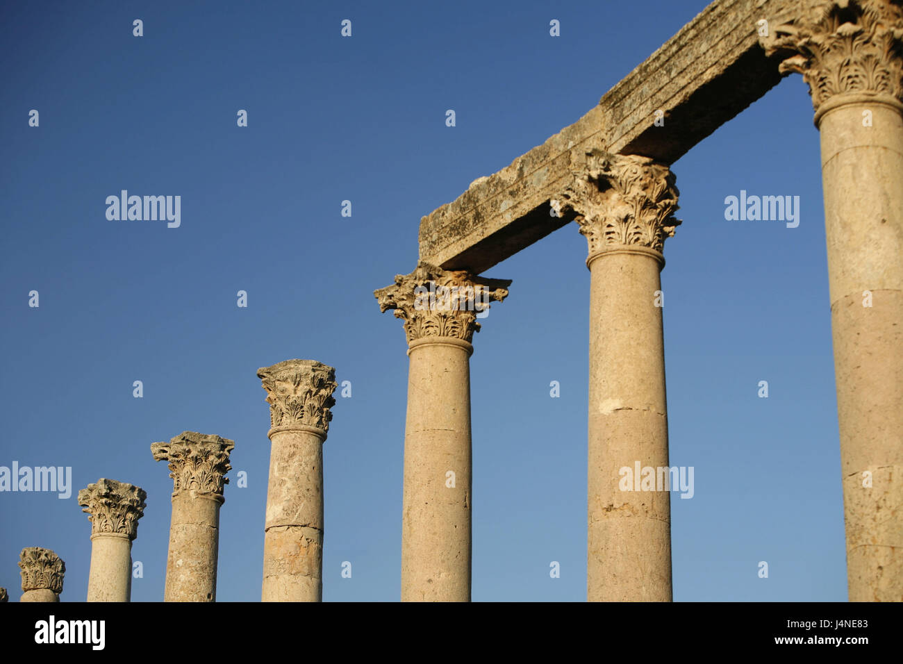 The Middle East, Jordan, Jerash, ruin site, pillars, detail Stock Photo ...