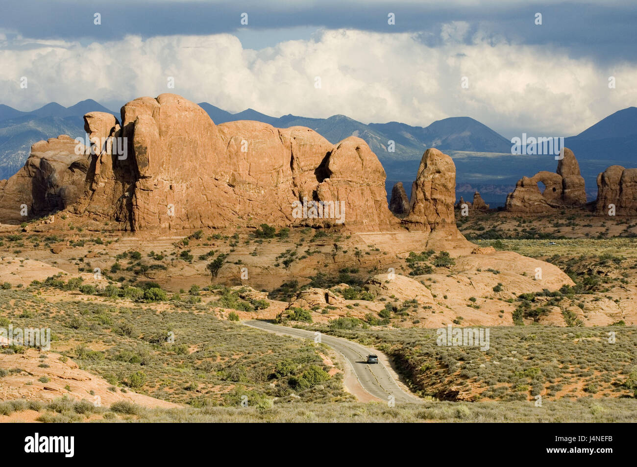 The USA, Utah, Arches national park, sandstone rock, Turret Arch Stock ...