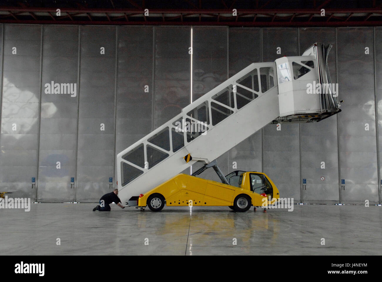 Airport, maintenance, hall, passenger's stairs, Servicemann Stock Photo ...