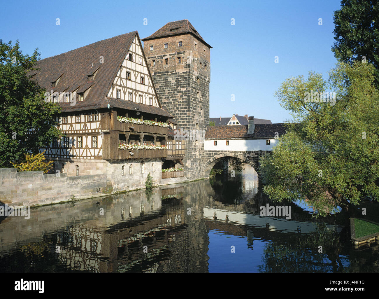 Germany, Bavaria, Nuremberg, Pegnitz, bridge, hangman's bridge, half ...