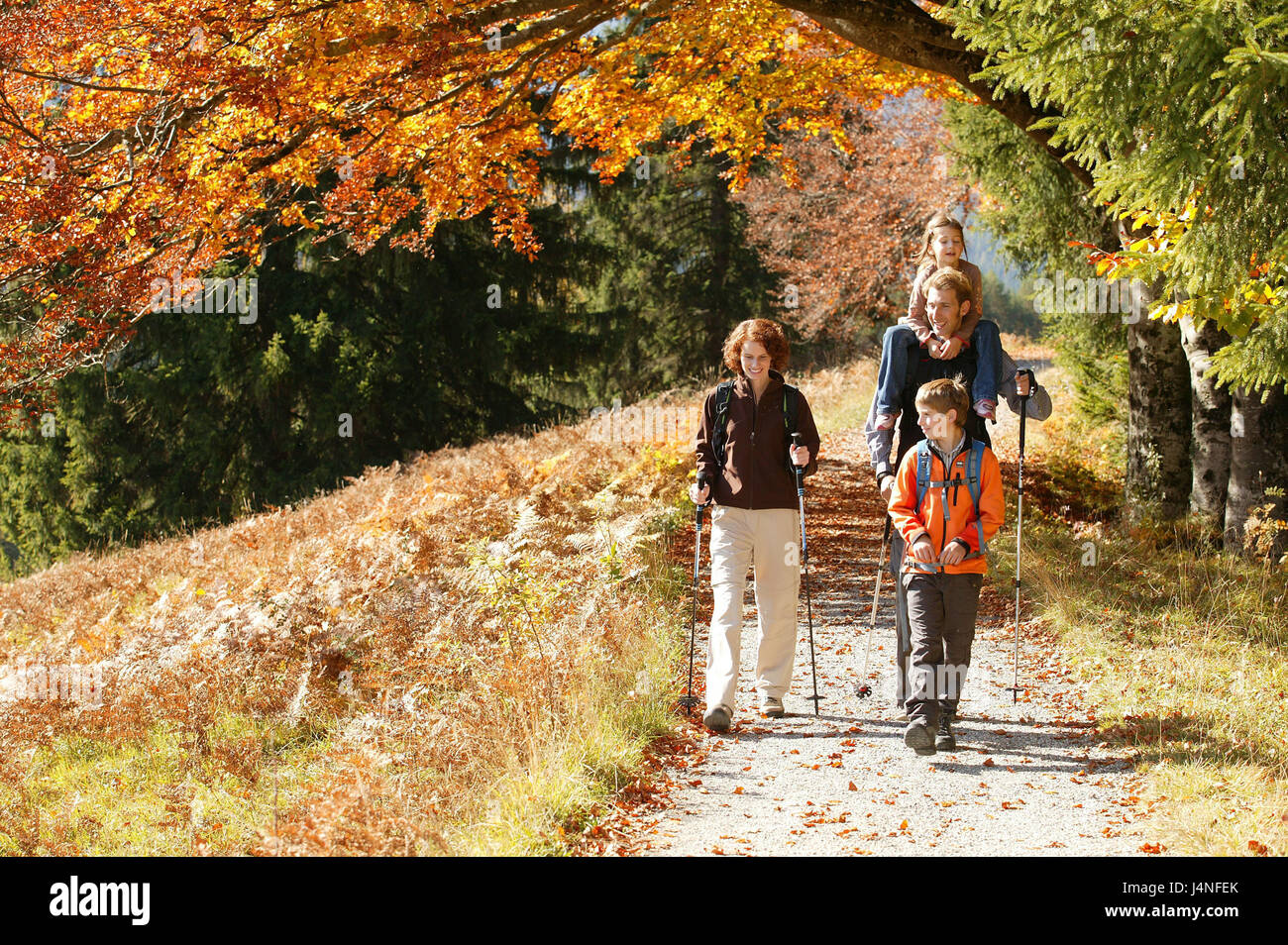 Family, walk, footpath, autumn, sunny, model released, people, parents ...