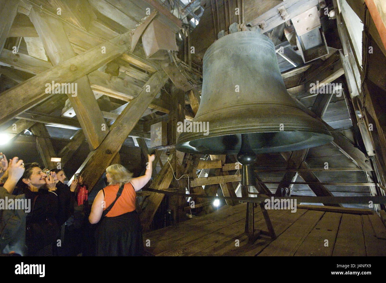 France, Paris, his, cathedral Notre lady, bell tower, bells, tourists ...