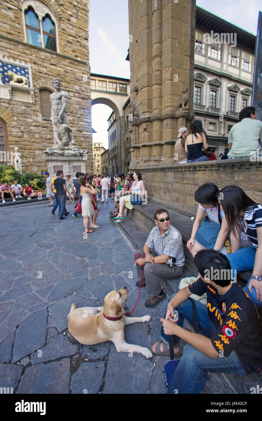 Italy, Tuscany, Florence, Piazza della Signoria, contact point, tourist ...