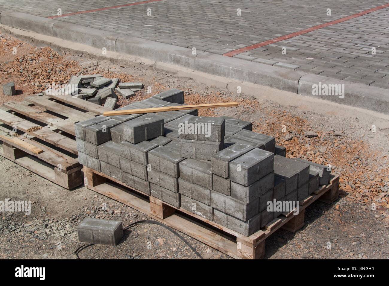 Concrete pavement. Construction of a new street. Roadwork Stock Photo ...