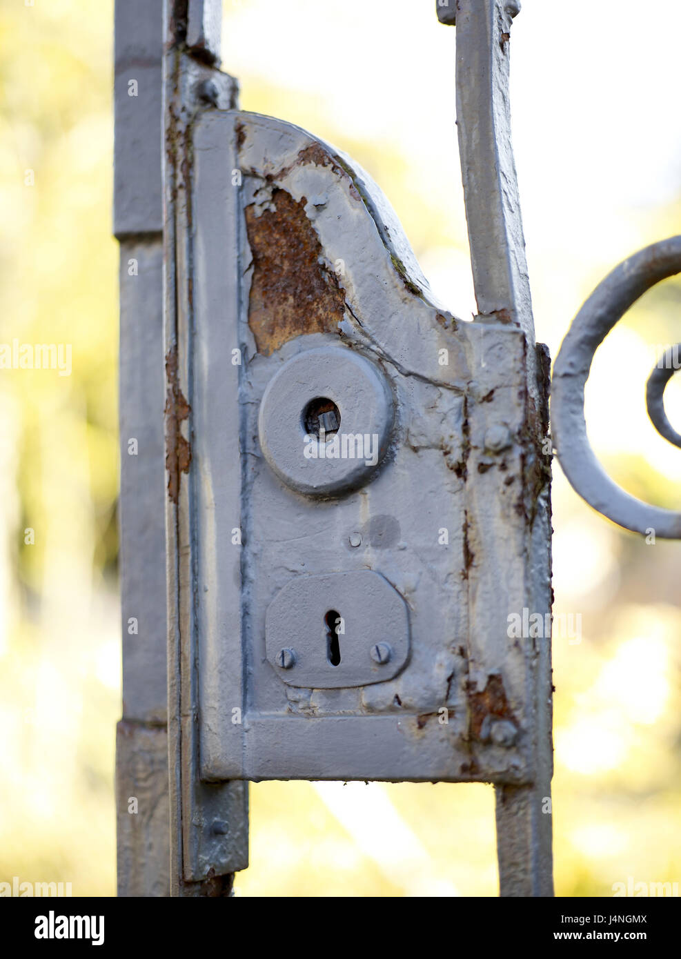 Iron gate, old, weather-beaten, close up Stock Photo - Alamy