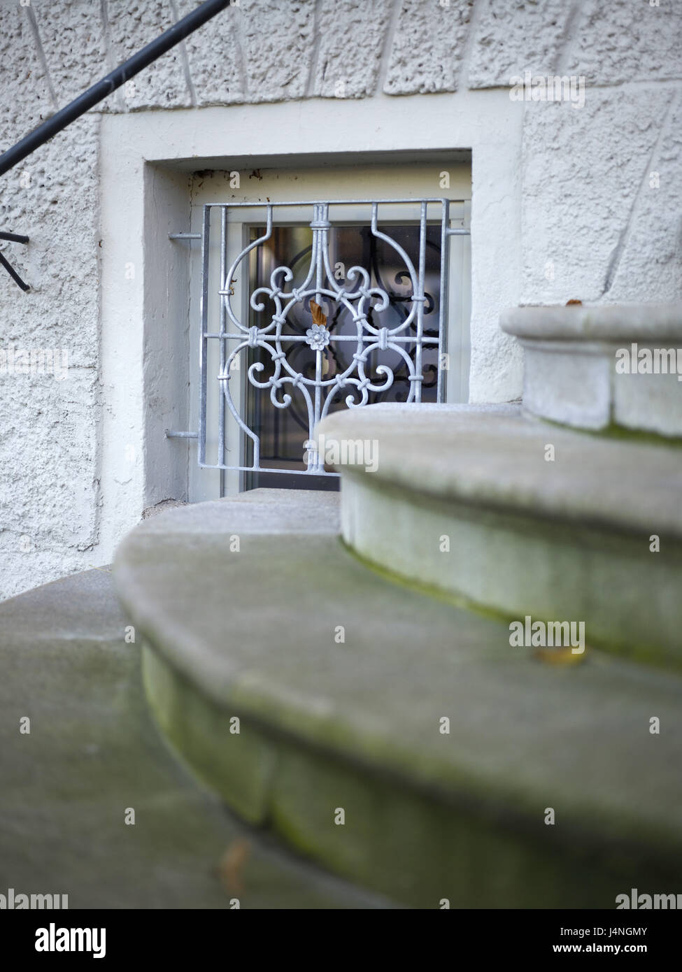 Steps, window grids, facade, detail Stock Photo - Alamy