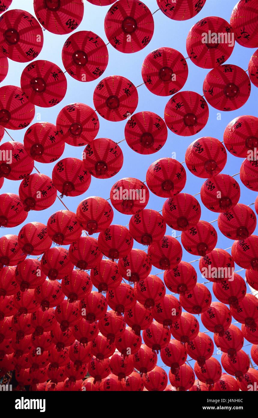Taiwan, Kaohsiung, Cijin Iceland, Tianhou temple, lanterns, detail ...