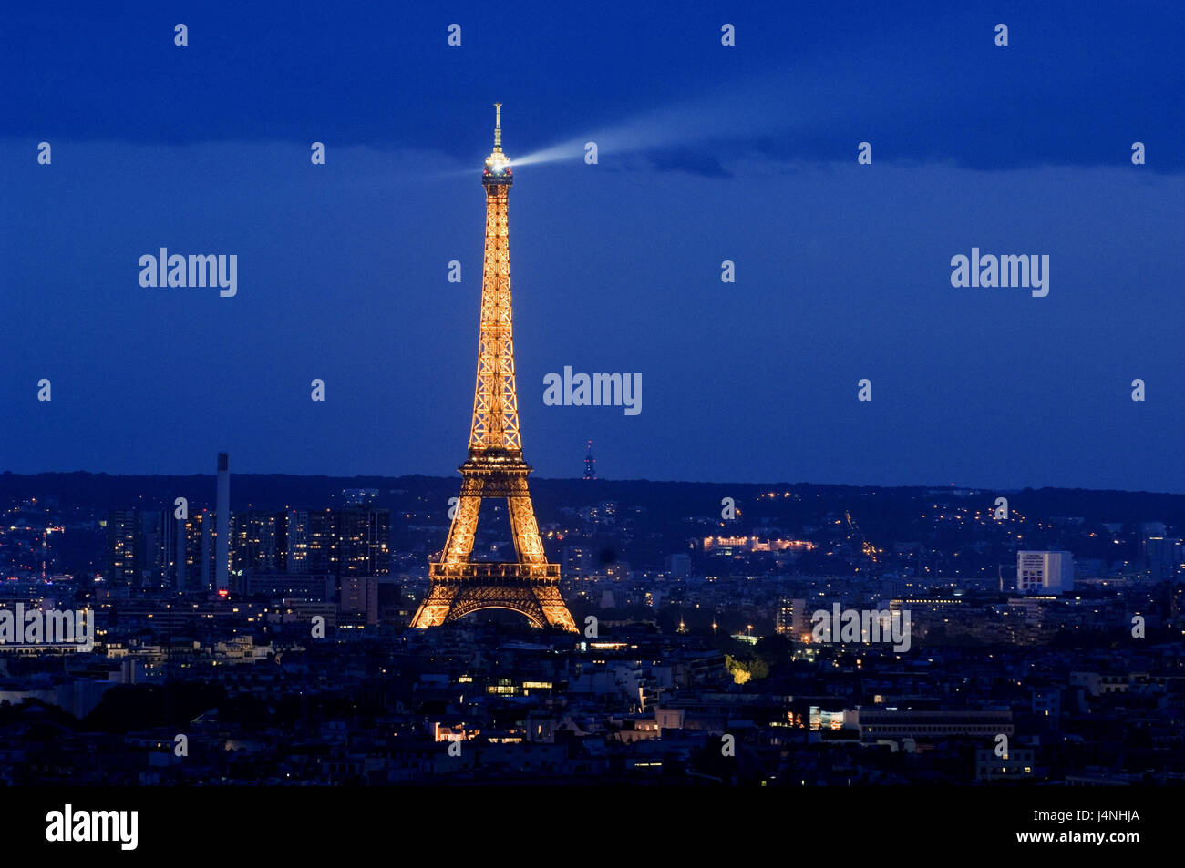 France, Paris, town view, Eiffel Tower, lighting, evening Stock Photo ...