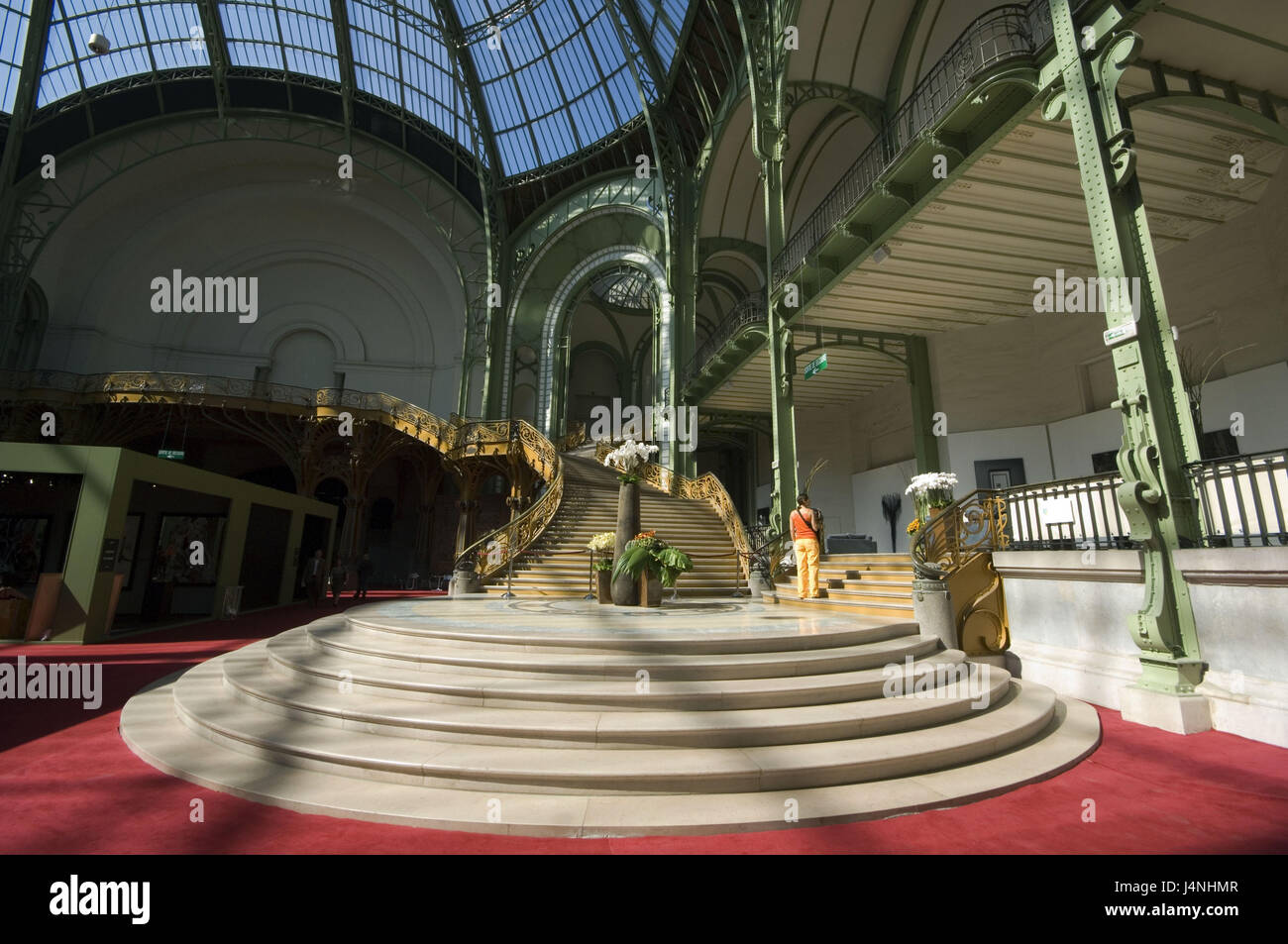 France, Paris, Grand palace, stairs rising, glass dome, detail Stock ...