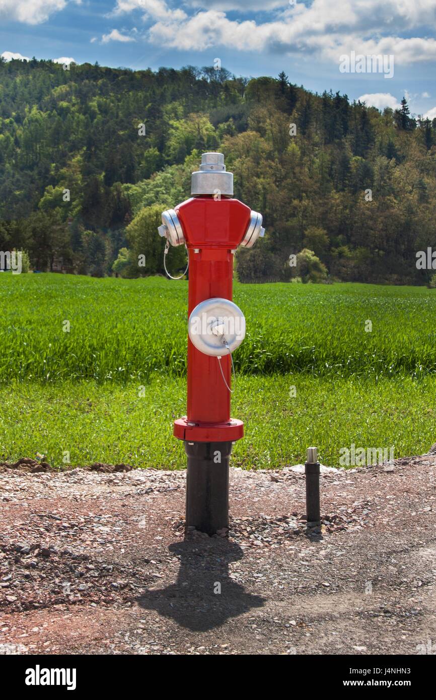 New fire hydrant on building site. Street construction. Fire safety ...