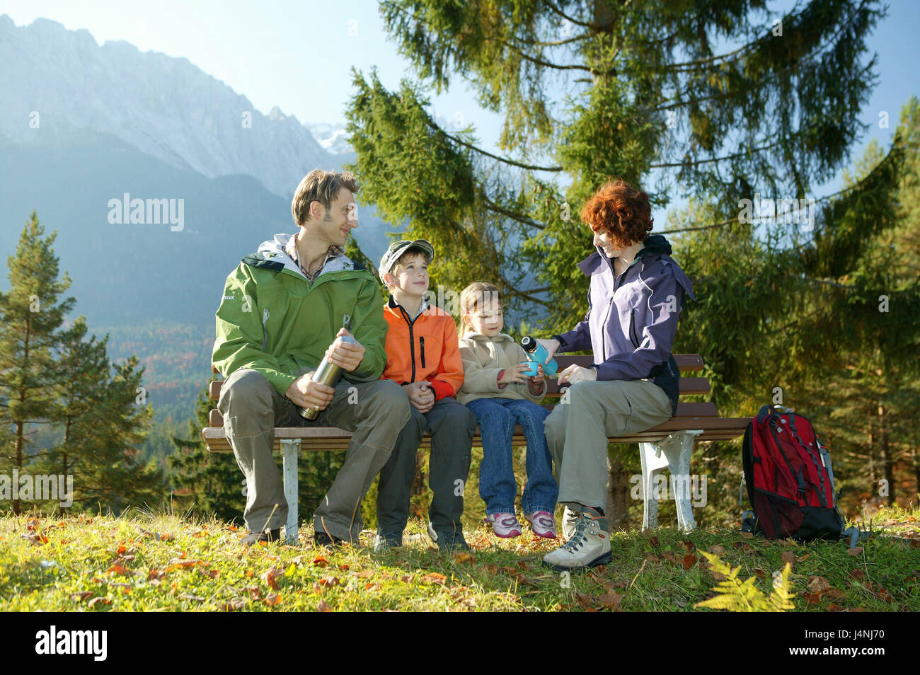Family, walk, saddle, sit, break, family picture, model released ...