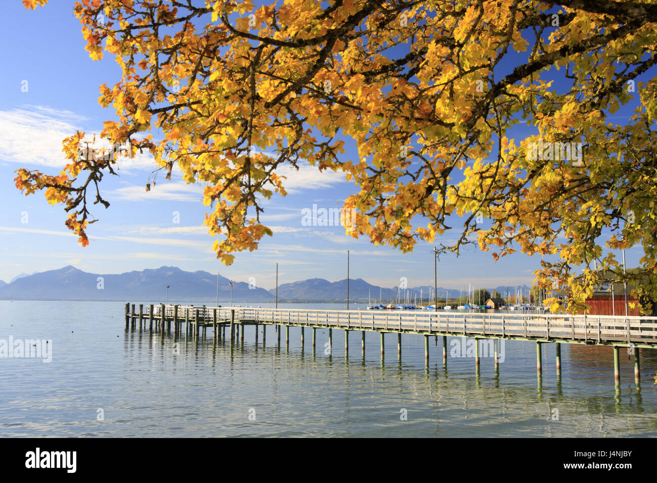 Germany, Upper Bavaria, Chiemgau, Chiemgauer alps, Seebruck, Lake Chiem ...