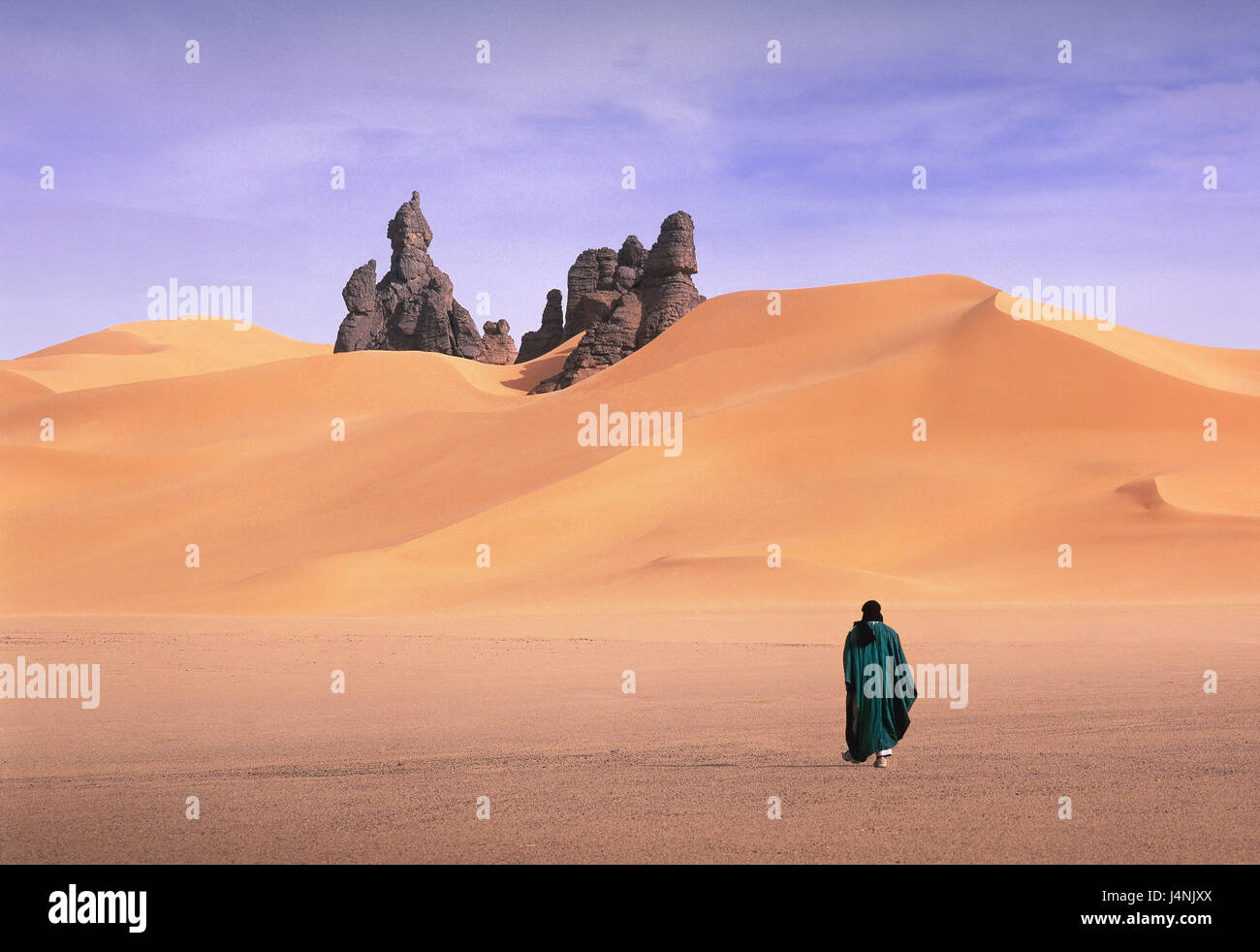 Libya, Sahara, Jebel Akhda, highland, Sand, rock, person, Africa, North ...