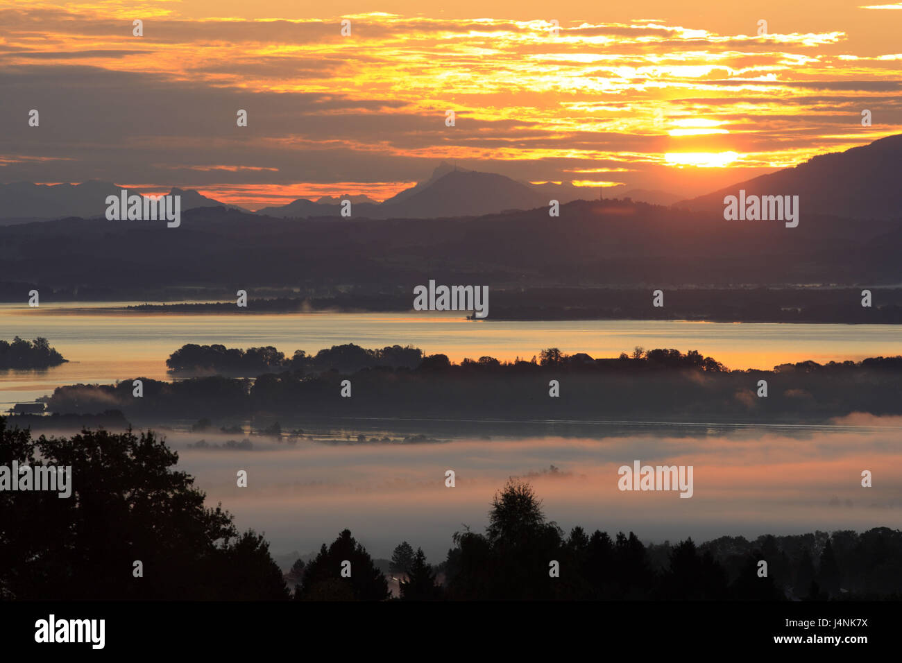 Germany, Upper Bavaria, Chiemgau, Ratzinger height, Lake Chiem, Lord's ...