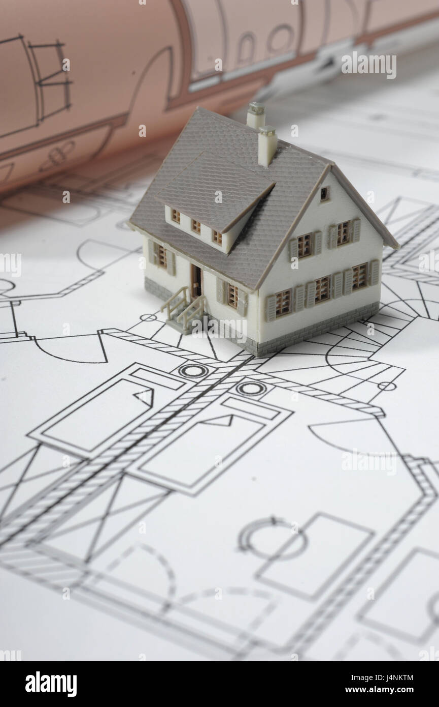 Architecture, architect's plan, model house Stock Photo - Alamy