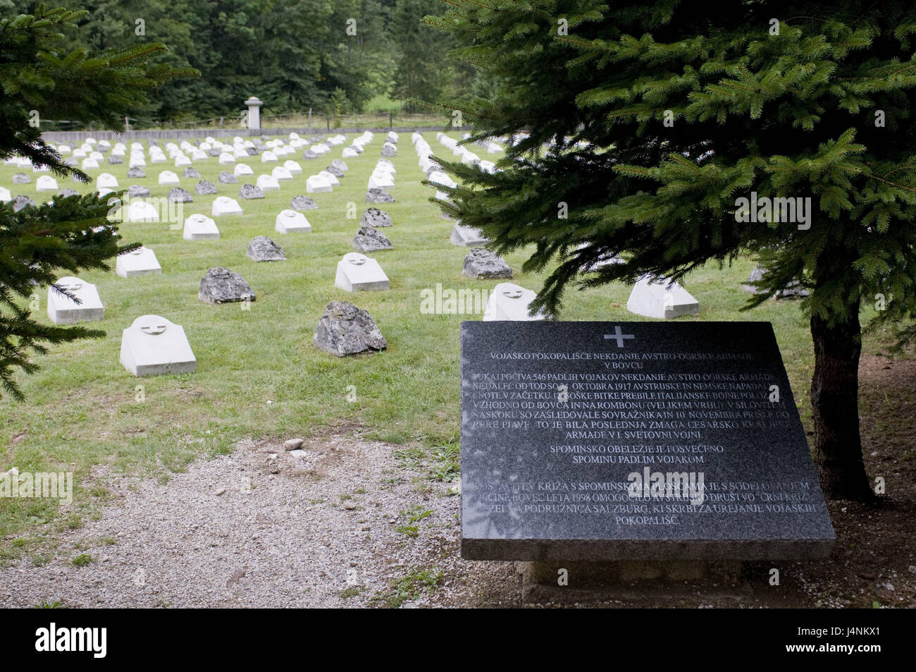 Slovenia, Vrsic pass, sol data graveyard, gravestones, information ...