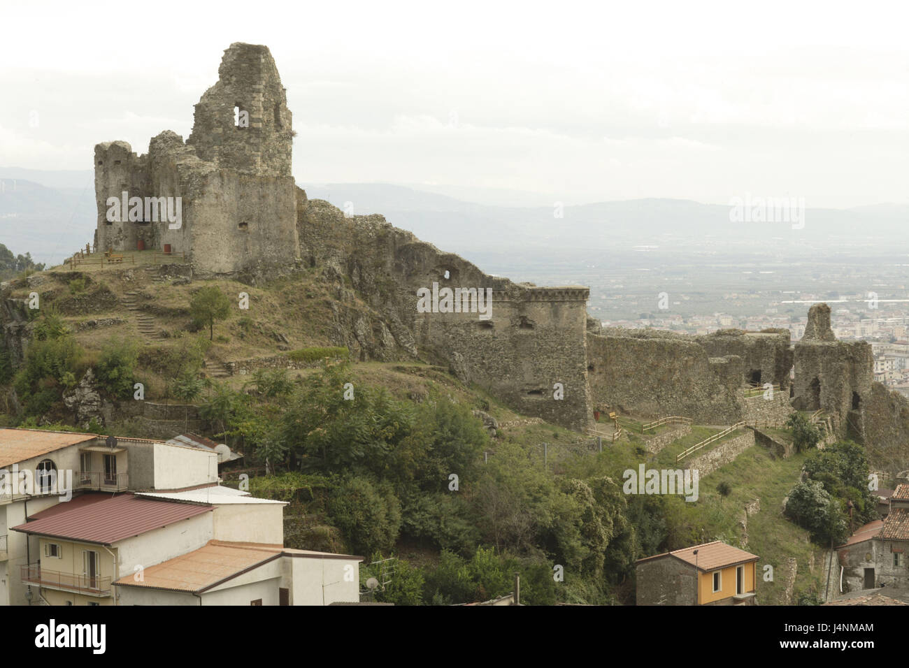Italy, Calabria, Nicastro, town view, castle, Süditalien, town, houses ...