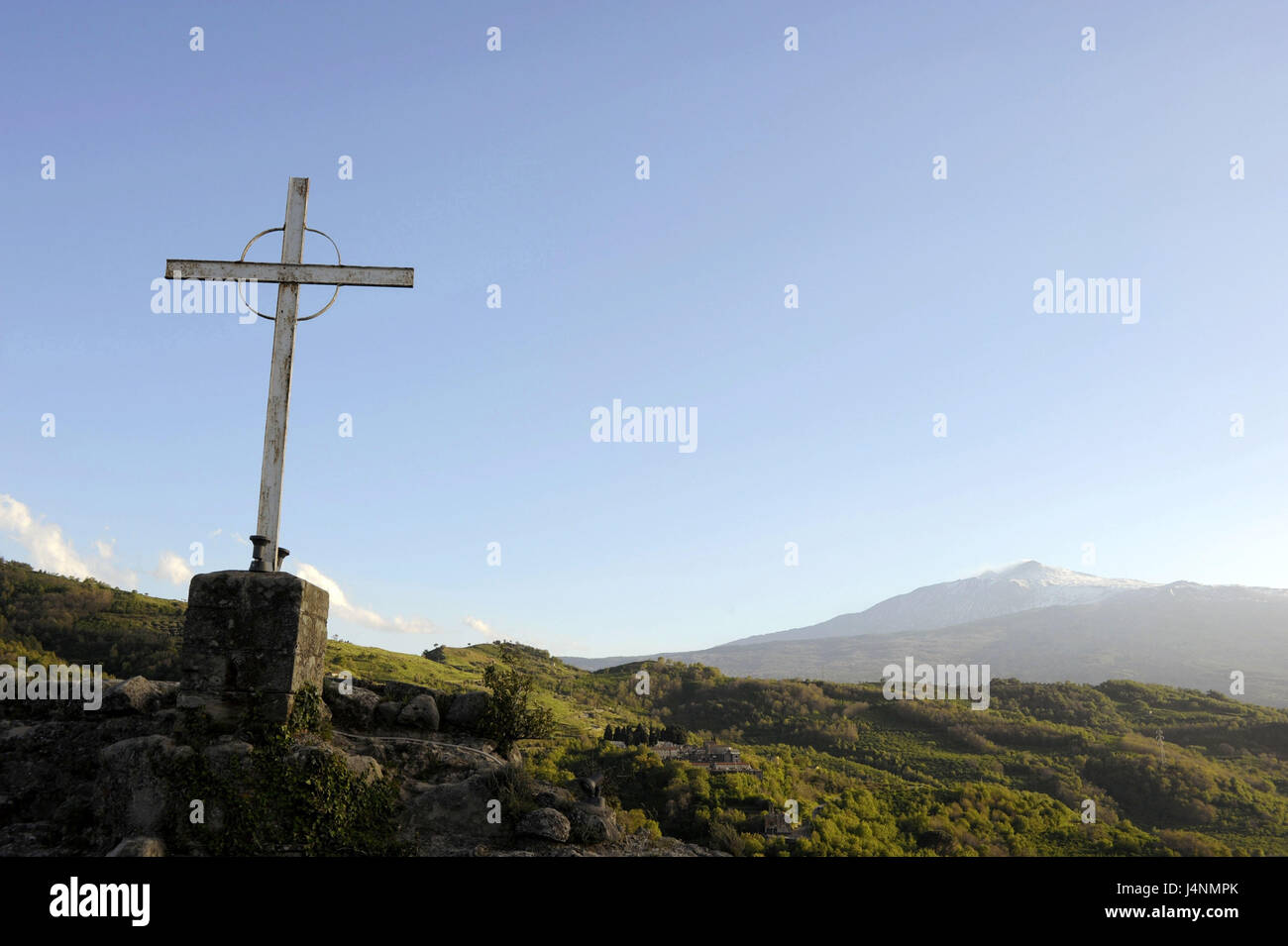 Italy, island Sicily, scenery, cross, background, volcano Etna Stock ...