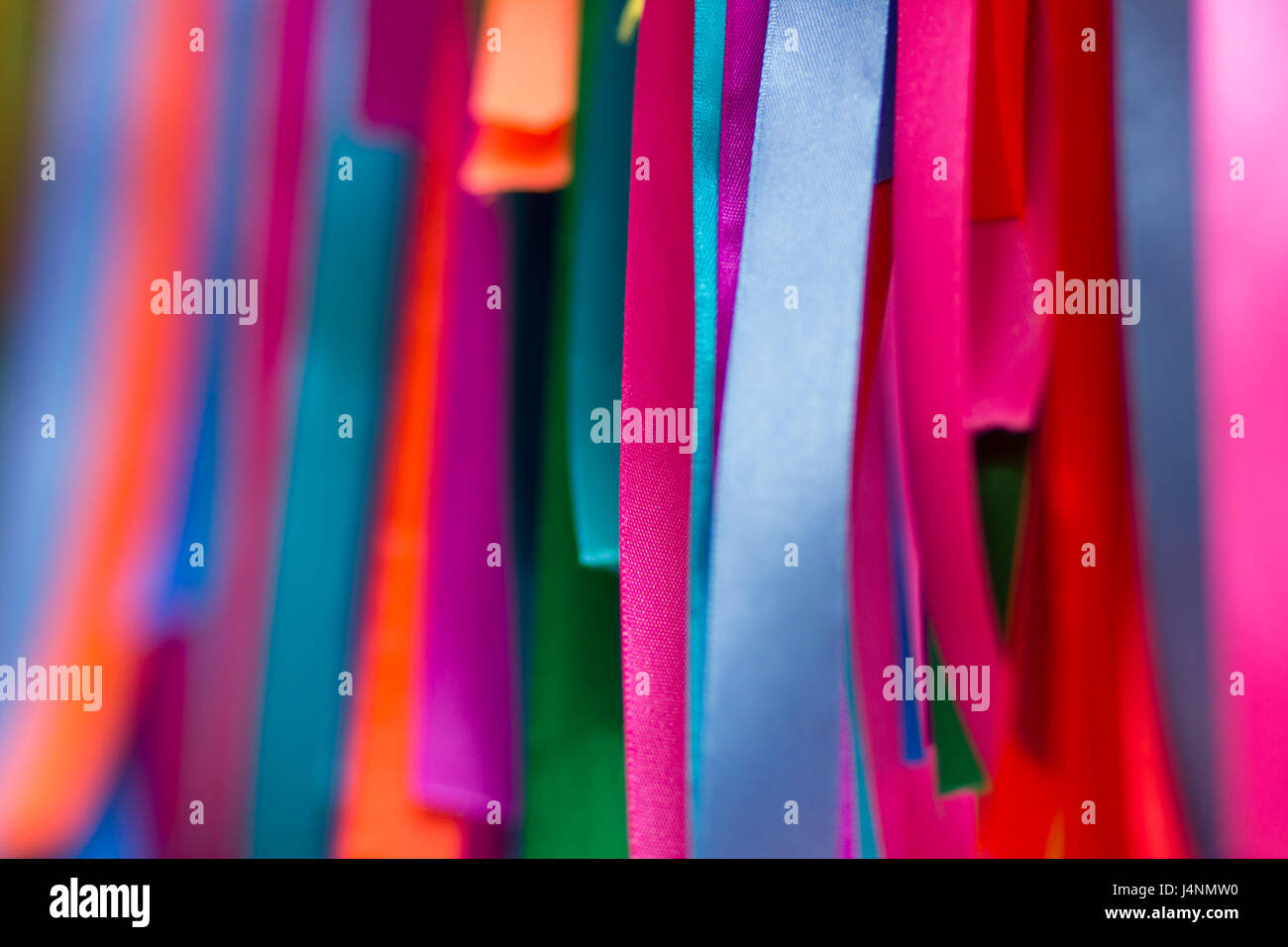 Variety of satin ribbons in different colors and lengths Stock Photo ...